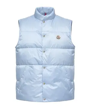 Moncler Logo Patch Puffer Gilet - Light Blue