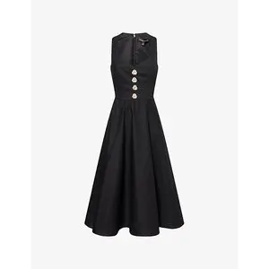 NADINE MERABI Sweetheart Neckline Sleeveless Midi Dress - Black