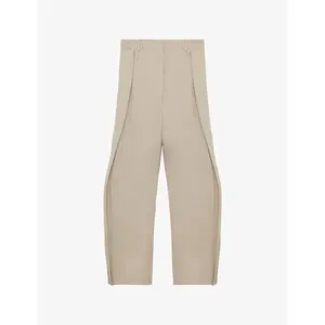 Loewe Wide-leg Side-flap Cotton-blend Trousers - Beige