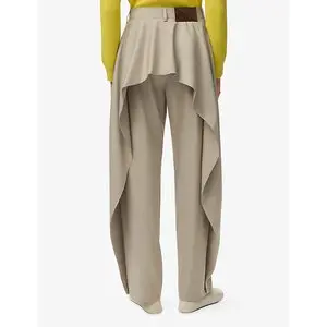 Loewe Wide-leg Cotton-blend Trousers With Side Flaps