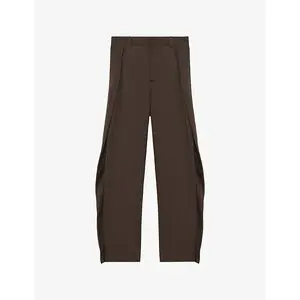 Loewe Loewe Wide-Leg Side-Flap Cotton-Blend Trousers Brown