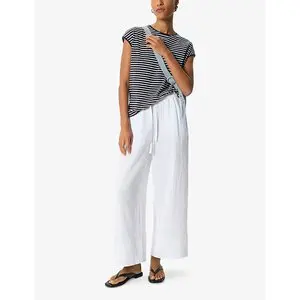 Whistles Striped Cap-sleeve Cotton T-shirt