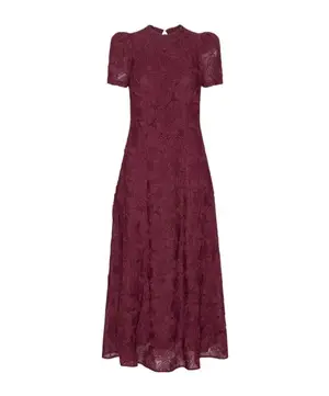 ROTATE BY BIRGER CHRISTENSEN Short-sleeve Floral Lace Midi Dress