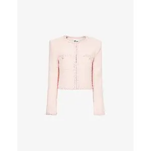 SELF-PORTRAIT Sequin-trim Boxy-fit Boucle Jacket - Pink