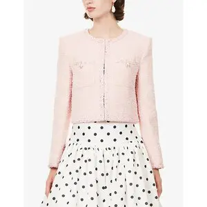 SELF-PORTRAIT Sequin-trim Boxy-fit Boucle Jacket
