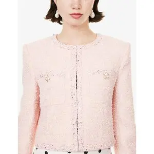 SELF-PORTRAIT Sequin-trim Boxy-fit Boucle Jacket