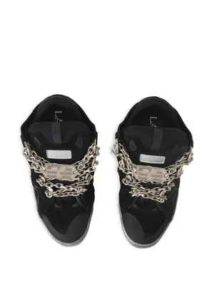 LANVIN Curb Lace-up Sneakers With Chain Embellishment