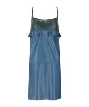 Lela Rose Leather Strappy Dress - Blue