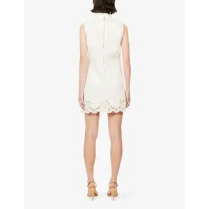 SELF-PORTRAIT Broderie Embroidered Denim Mini Dress