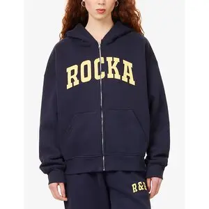 RU & ROCKA Varsity Brand-patch Cotton-blend Hoody