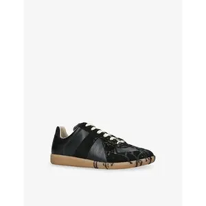 MAISON MARGIELA Replica Paint Splash Leather Low-top Sneakers - Black