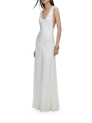 SELF-PORTRAIT Ruched Sleeveless Maxi Dress - White