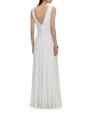 SELF-PORTRAIT Ruched Sleeveless Maxi Dress - White