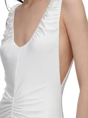 SELF-PORTRAIT Ruched Sleeveless Maxi Dress - White