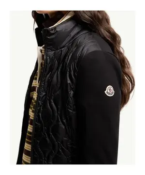 Moncler Quilted Zip-up Cardigan With Logo Patch