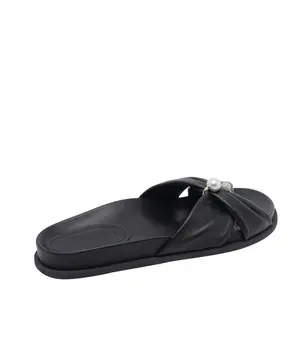 JIMMY CHOO Rafi Flat Pearl-embellished Sandals - Black