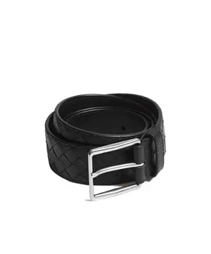 Bottega Veneta Intrecciato Taurillon Belt - Black