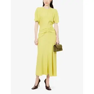 Victoria Beckham Bela Split-sleeve Midi Dress - Chartreuse