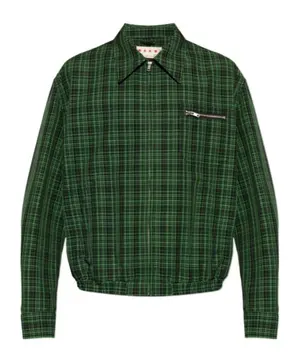 Marni Long-sleeved Plaid Jacket - Green