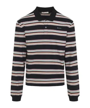 Marni Striped Polo Shirt - Black