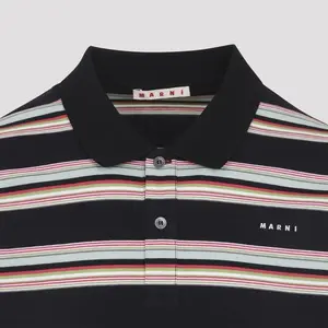 Marni And Light Green Striped Cotton Polo Shirt