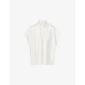 Bottega Veneta Collared Cap-sleeve Silk Top