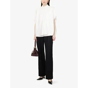 Bottega Veneta Collared Cap-sleeve Silk Top