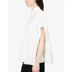 Bottega Veneta Collared Cap-sleeve Silk Top