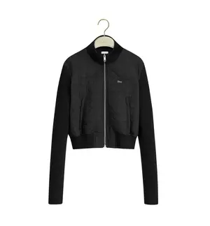 Dior Zipped Cropped Macrocannage Jacket - Black
