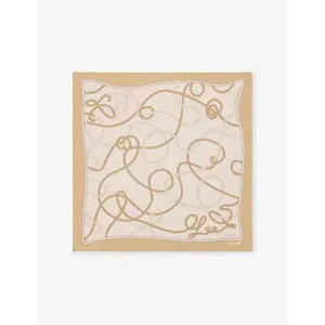 Loewe Double L Artwork-print Silk Square Scarf - Beige/yellow