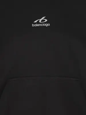 Balenciaga Medium Fit Hoodie With Printed Artwork - Black