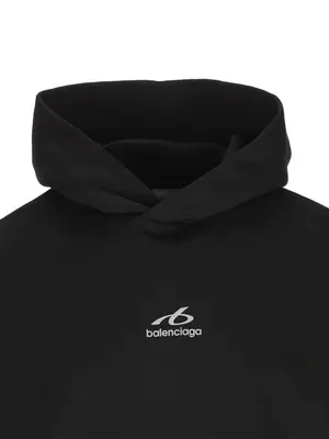 Balenciaga Medium Fit Hoodie With Printed Artwork - Black