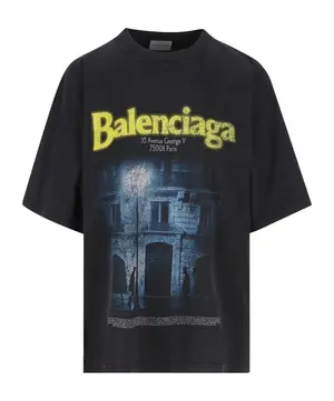 Balenciaga Graphic Printed Oversized T-shirt - Black