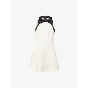 Valentino Garavani Strapless Bow Wool And Silk Blend Mini Dress Solid - Vaniglia/nero