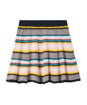 Casablanca Chevron Knit Pleated Midi Skirt - Color