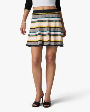 Casablanca Chevron Knit Pleated Midi Skirt