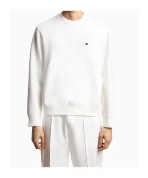 Emporio Armani Crew Neck Sweatshirt With Micro-eagle Embroidery