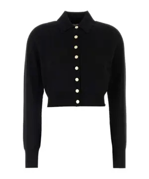 Sportmax Collared Long-sleeved Knit Sweater - Black