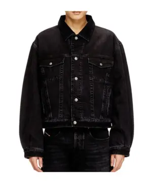 DIESEL® D-ranger-t Corduroy Collar Denim Jacket - Black