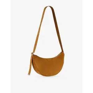 Sandro Logo Debossed Suede Hobo Bag