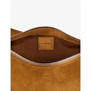 Sandro Logo Debossed Suede Hobo Bag