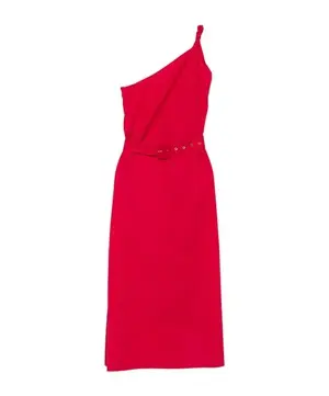 TWINSET One-shoulder Belted Midi Dress