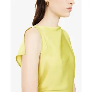 Victoria Beckham Sleeveless Draped Satin Maxi Gown - Chartreuse