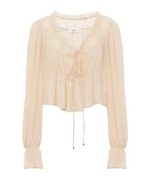 Chloé Lace-trimmed Blouse - Apricot Pink