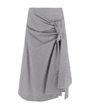 Bottega Veneta Striped Midi Skirt - Gray