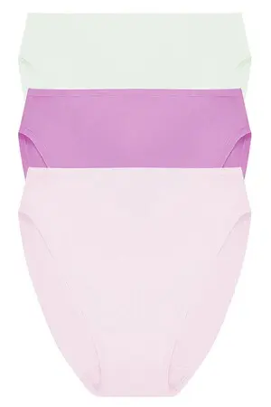 Natori Bliss Bare Cotton High Cut Brief 3-pack - Red