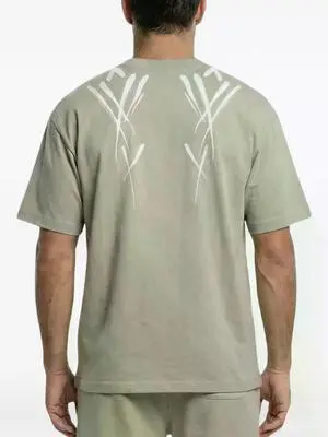 EXIT SOCIETY Graphic-print Drop-shoulder T-shirt - Neutrals