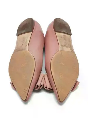 Tory Burch Leather Ballet Flats With Bow Detailing