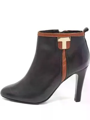 Tory Burch 85mm Double T Leather Ankle Boots - Black