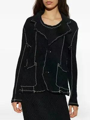 Issey Miyake Crinkled Contrast-stitch Blazer